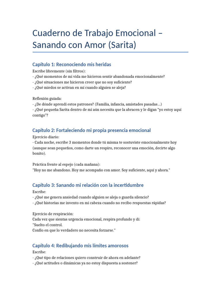 Cuaderno de Trabajo Emocional: Sanación | PDF | Amor | Las emociones