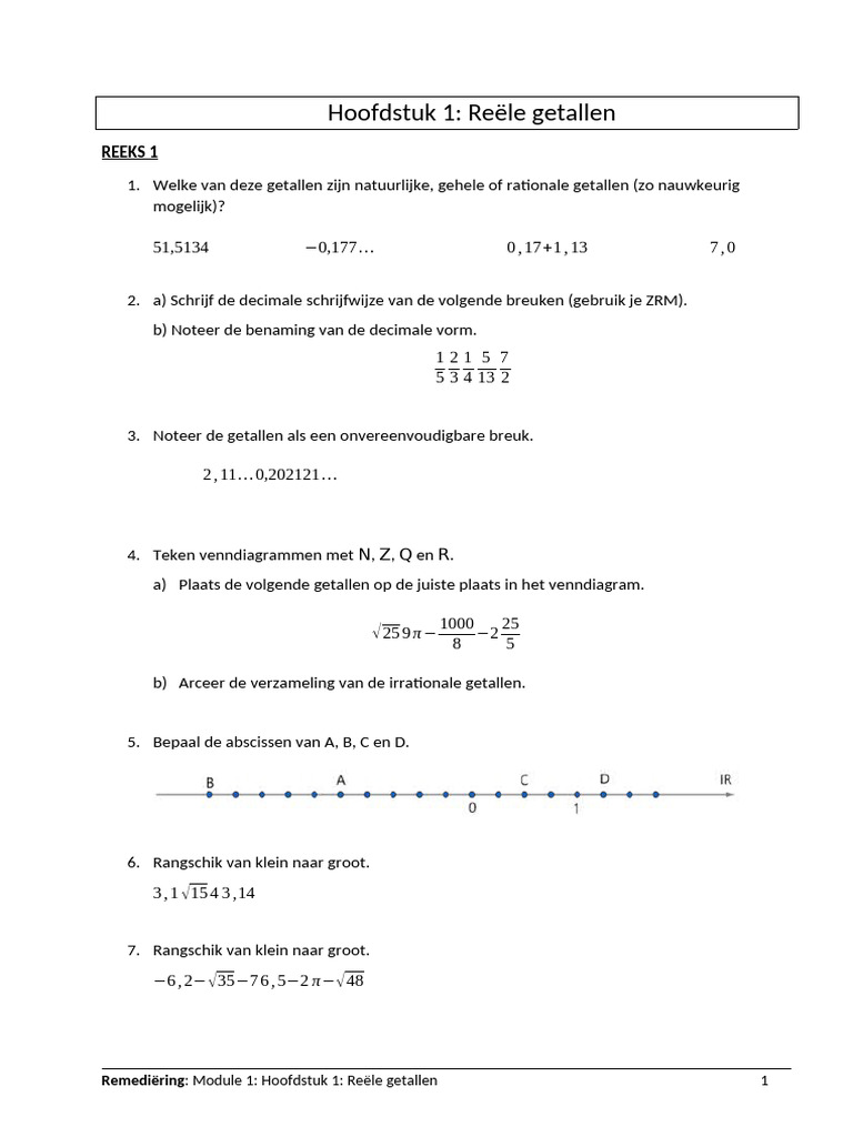 Remediëring M1H1 Reële Getallen | PDF