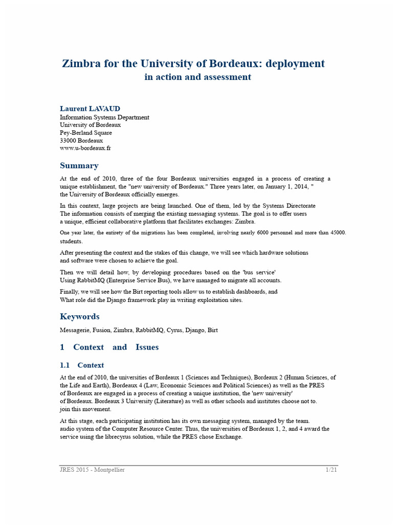 Zimbra Deployment at University of Bordeaux | PDF | Proxy Server ...