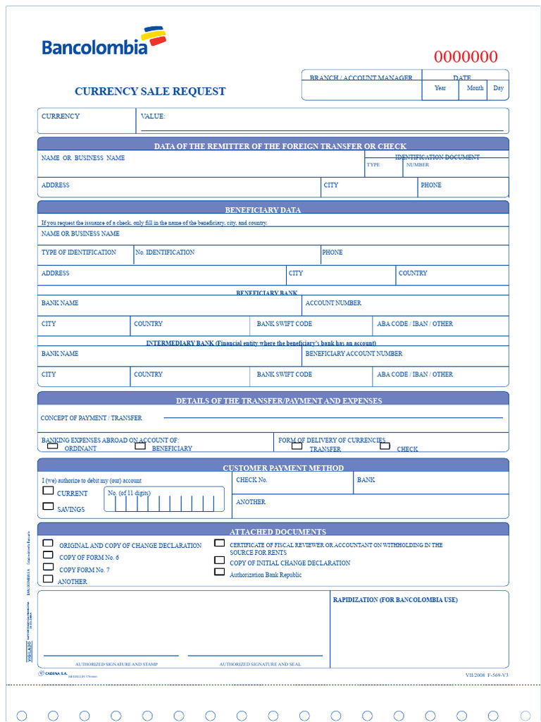 Currency Exchange Sale Request Form | PDF | Banks | Identity Document