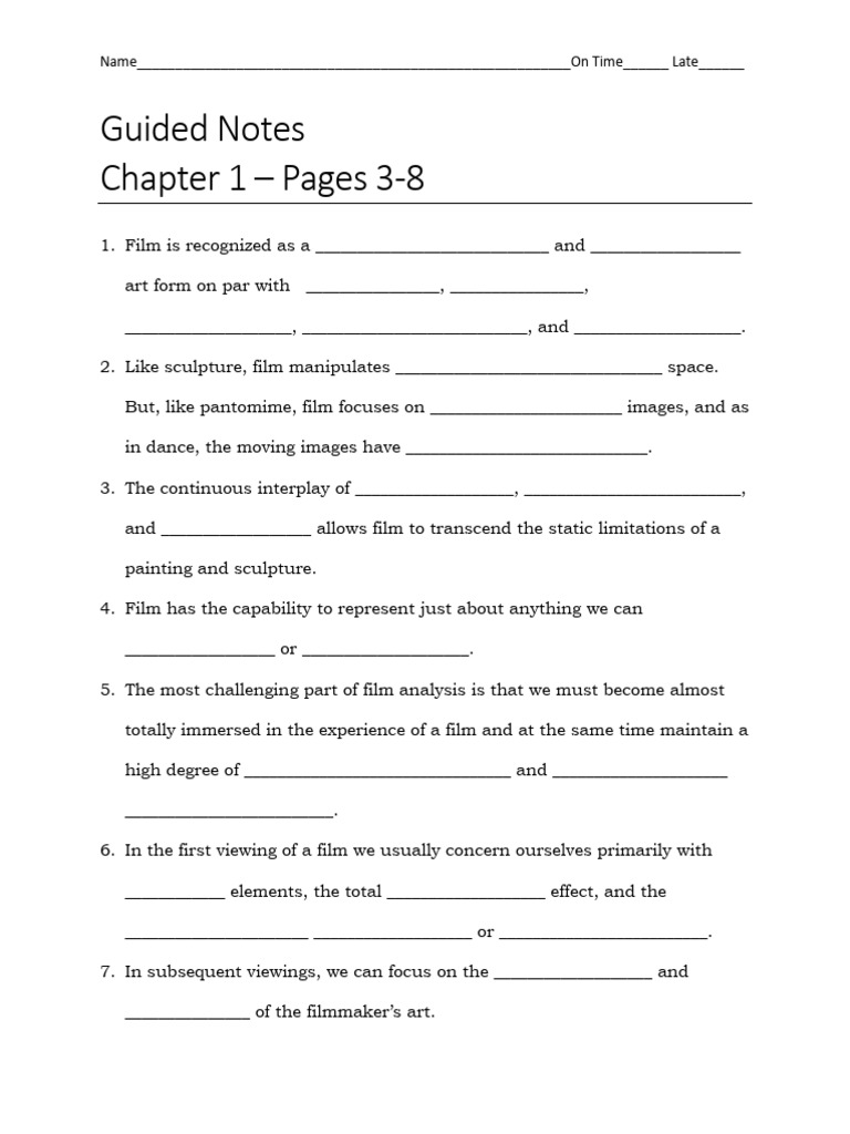 Film Analysis Guided Notes | PDF