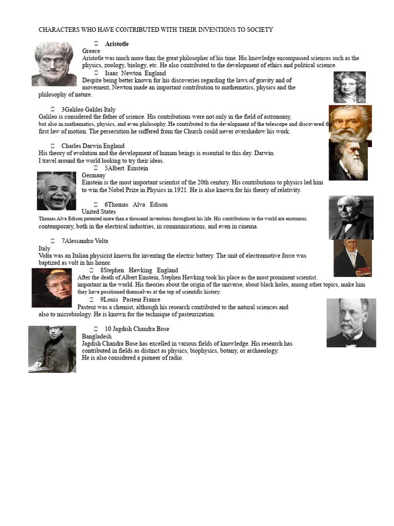 Characters Who Helped With Their Inventions | PDF | Physics | Science
