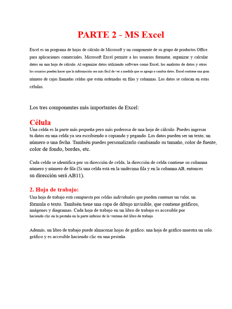 Módulo 3 Parte 2 MS Excel | PDF | Microsoft Excel | Hoja de cálculo