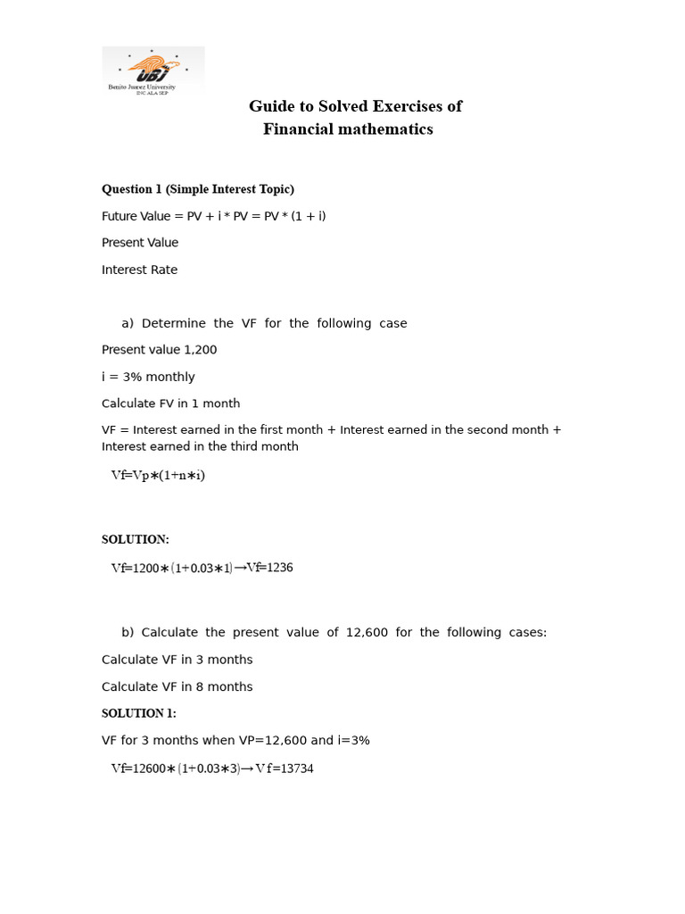 Solved Exercises Financial Mathematics | PDF | Compound Interest | Interest