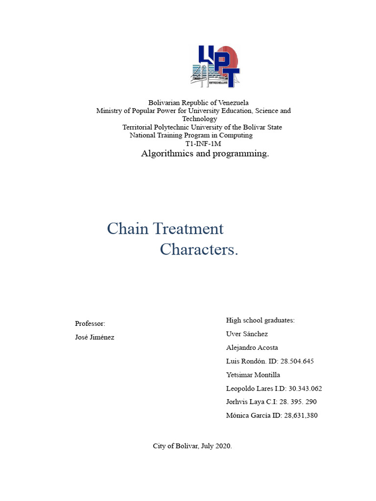 Chain Treatment | PDF | Parameter (Computer Programming) | String (Computer Science)