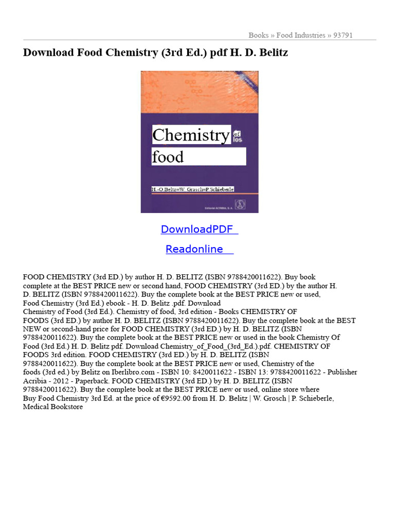 Food Chemistry (3rd Ed) | PDF