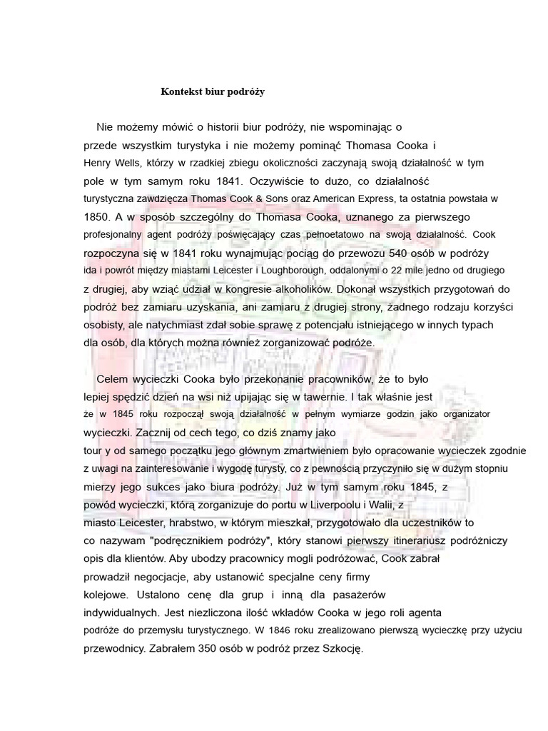 Historia Biur Podróży | PDF