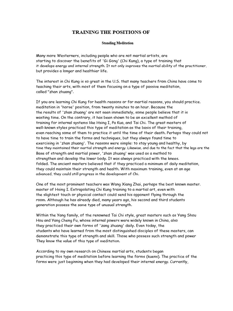Benefits of Zhan Zhuang Practice | PDF | Qigong