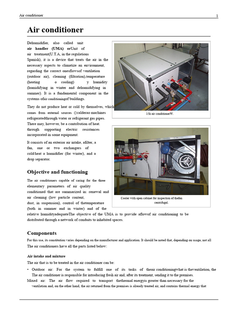 Air Conditioner - UMA (Air Handling Unit) | PDF | Air Conditioning | Humidity