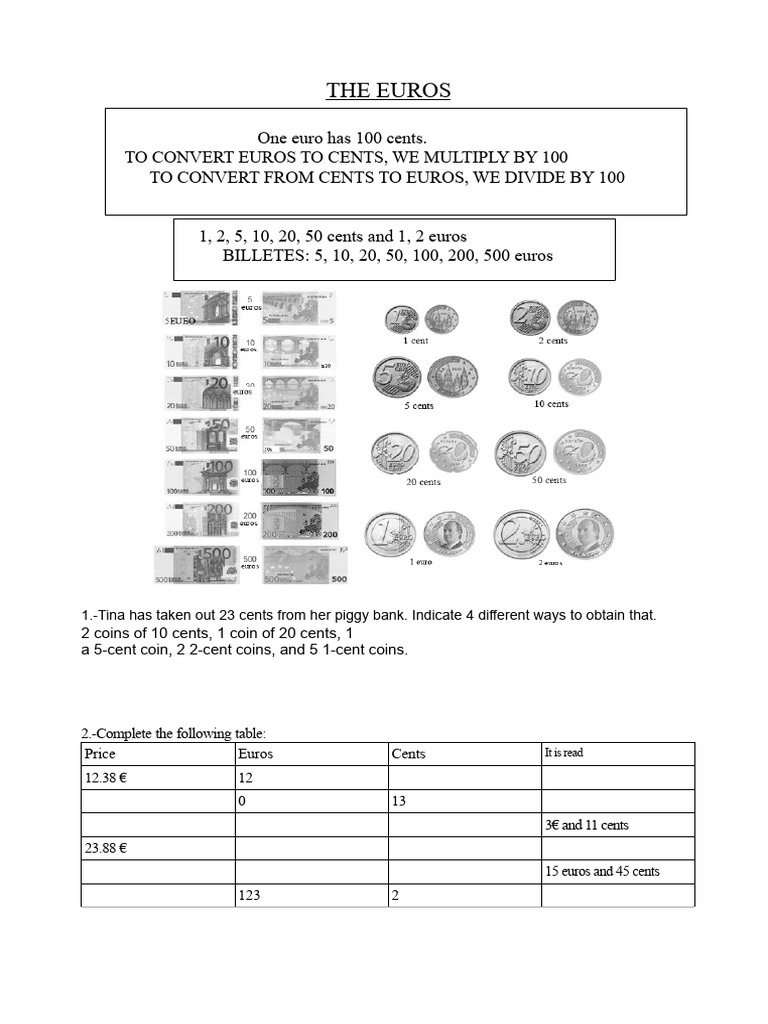 Euro Sheet | PDF | United States Dollar | Euro
