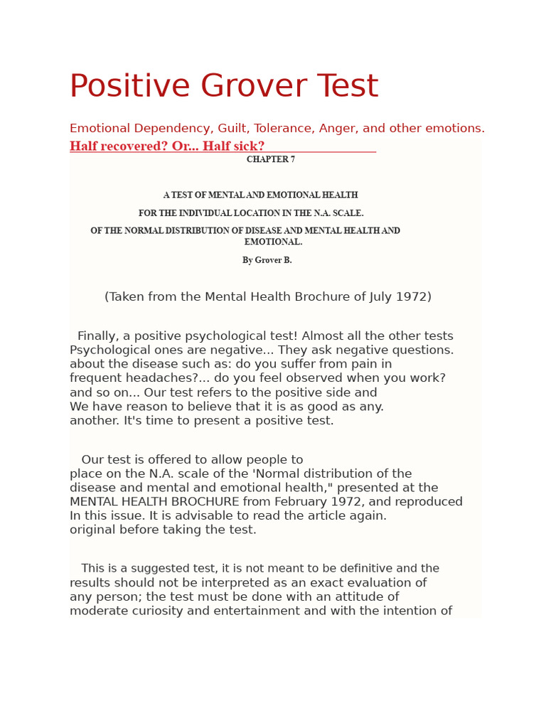 A. Positive Test Grover and Other Articles | PDF | Self Esteem | Thought