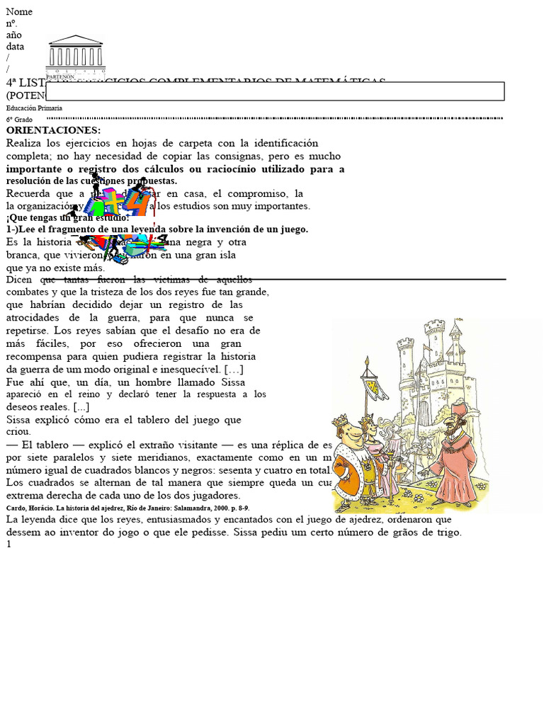 4 Lista Ejercicios Mat (Potenciación, Raíz Cuadrada y Expresiones Numéricas - Michelle) 6º Año ...