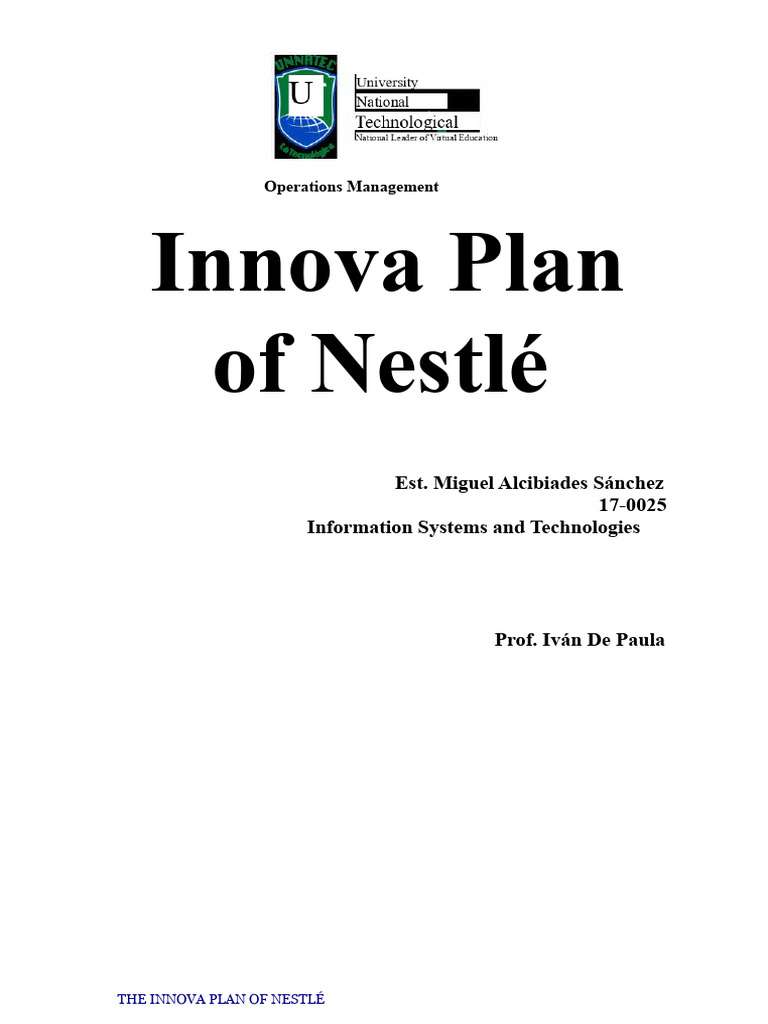 Operations Management - Nestle's Innova Plan | PDF | Innovation