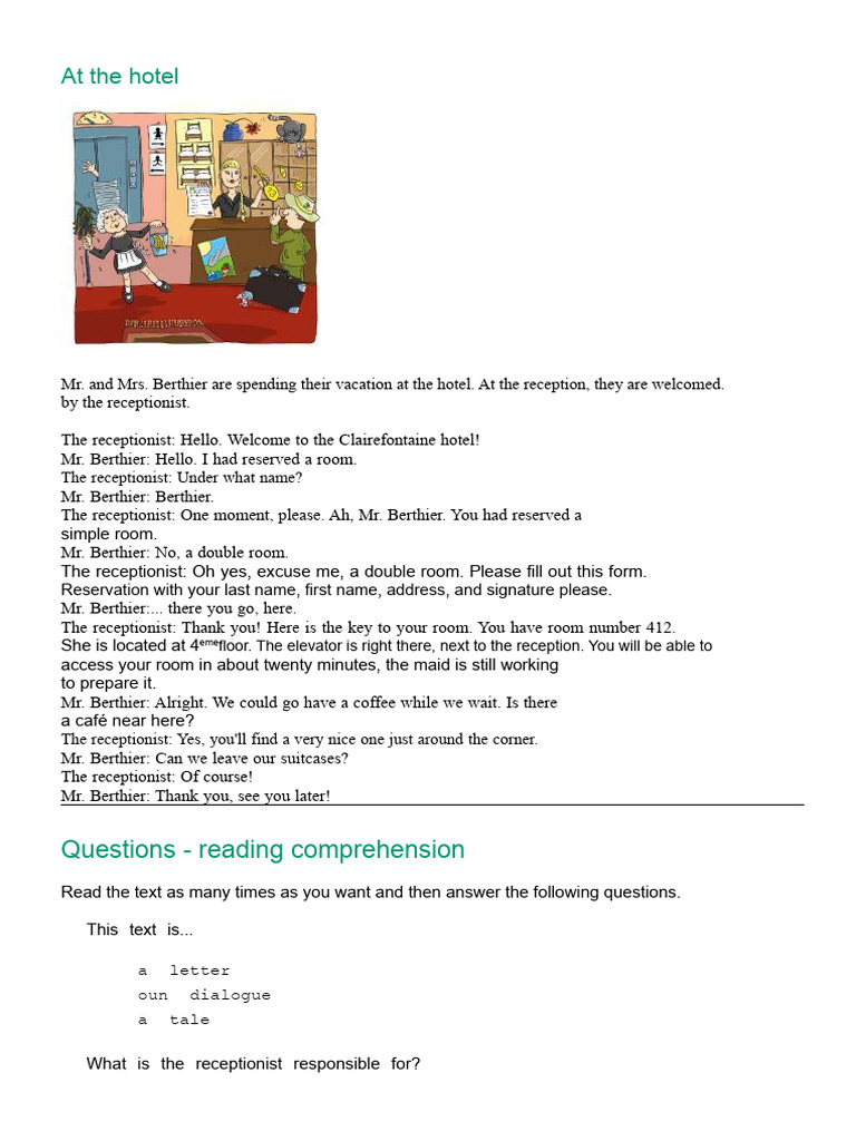 Hotel Comprehension | PDF