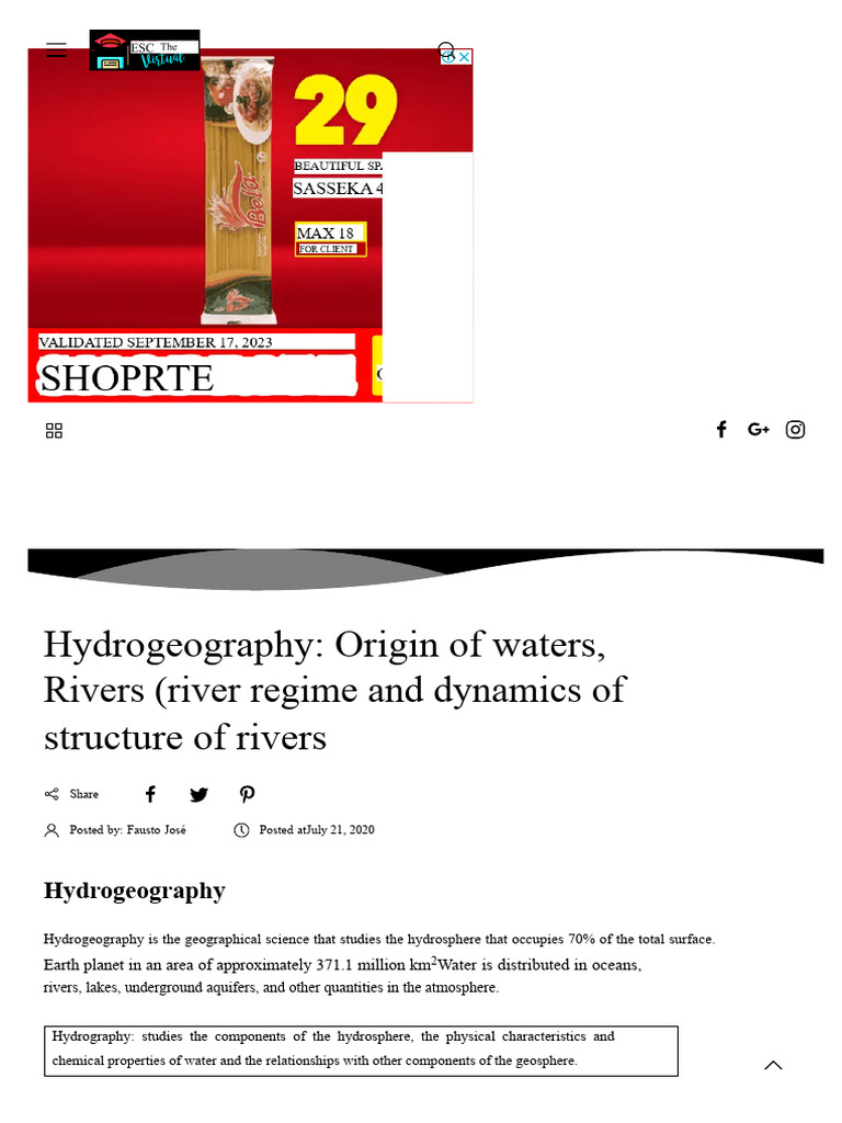 Hydrogeography - Origin of Waters, Rivers (River Regime and Dynamics of ...
