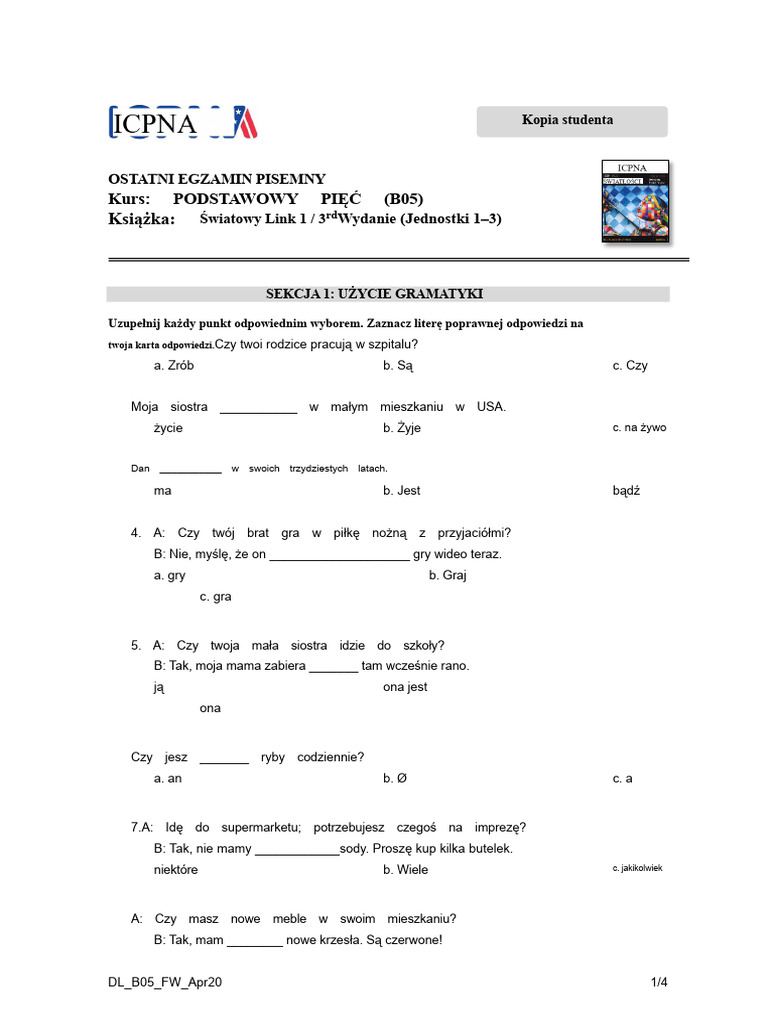 B05 Finalny Written Exam | PDF