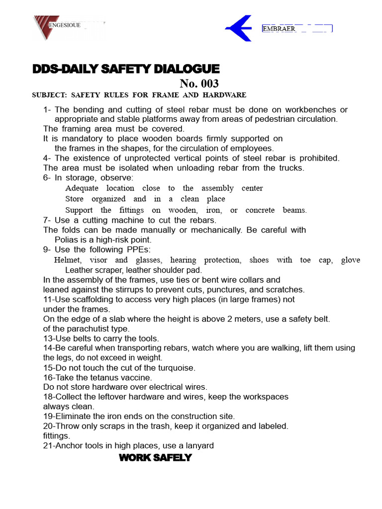 DDS 003 Safety Rules For Framing and Hardware | PDF