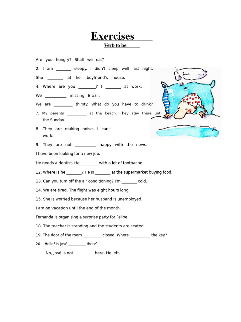 Verb To Be Exercises for Beginners | PDF