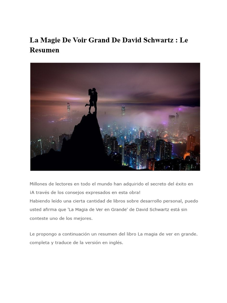 La Magia de Ver en Grande David Schwartz PDF | PDF | Pensamiento | Mente
