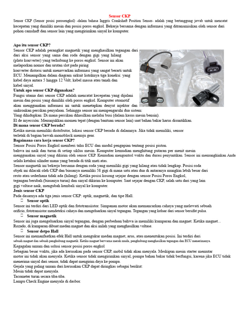 Panduan Lengkap Sensor CKP dan VSS | PDF