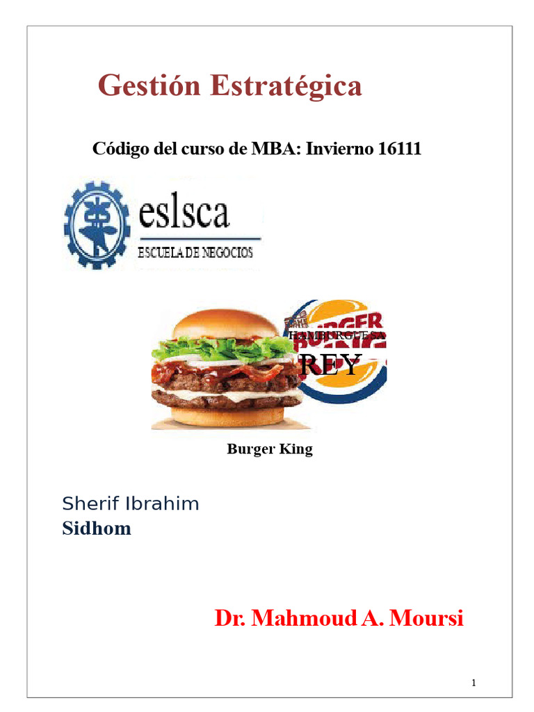 Estrategia de Burger King en el QSR | PDF | Sector privado | Negocios ...