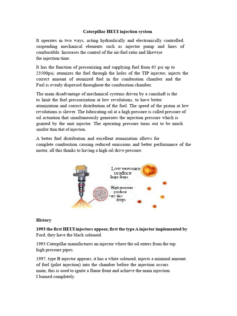 Caterpillar HEUI Injection System | PDF | Fuel Injection | Valve