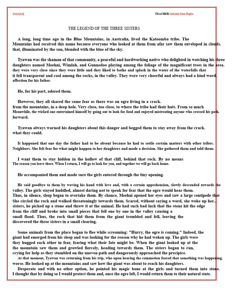 The Legend of the Three Sisters | PDF | Legends | Folklore