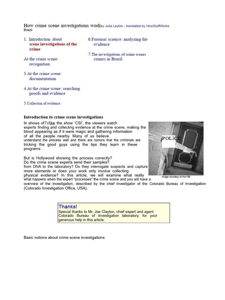 Understanding Crime Scene Investigations | PDF | Crime Scene | Forensic ...