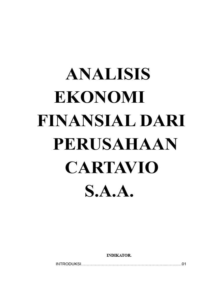 Cartavio Saa-Analisis Ekonomi Dan Keuangan | PDF