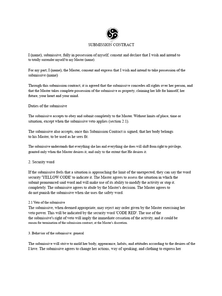Submission Contract 1 | PDF | Dominance And Submission