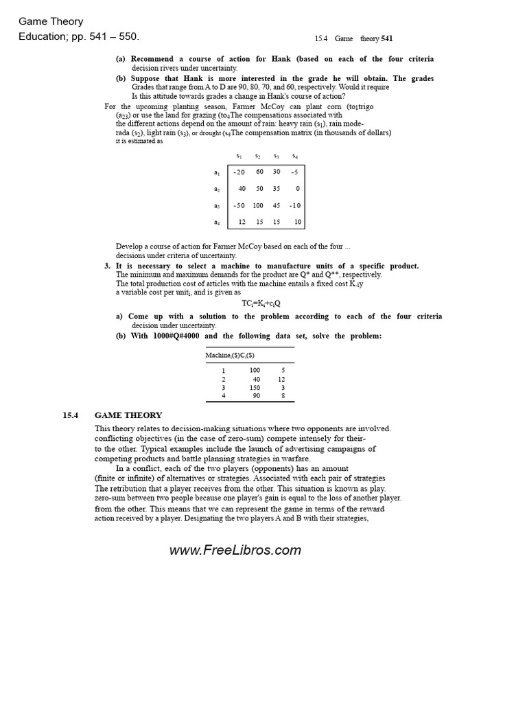 Game Theory Applications in Decision-Making | PDF | Economics Of ...
