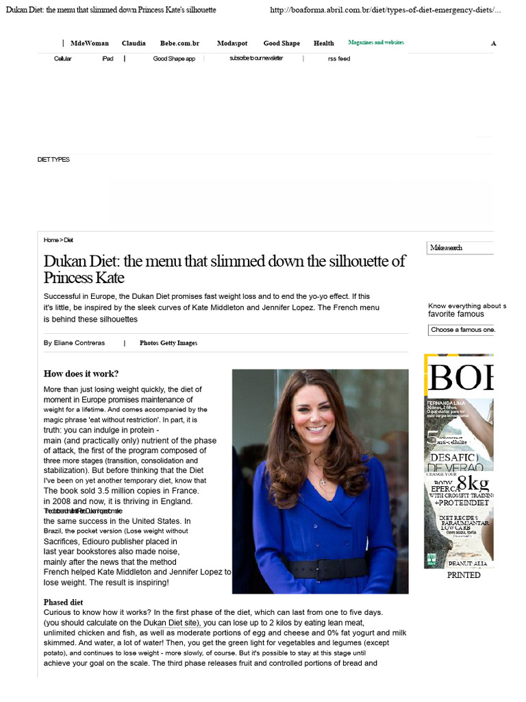 Dukan Diet: The Menu That Slimmed Down Princess Kate's Figure | PDF ...