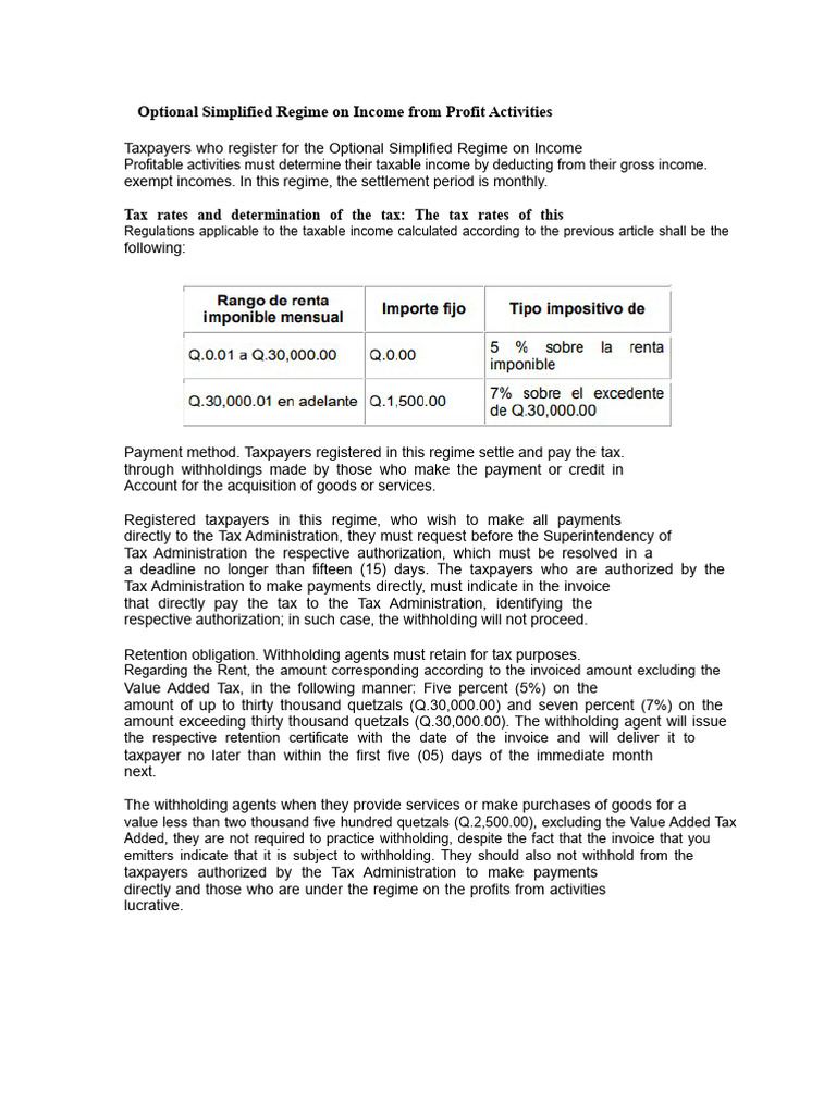 Optional Simplified Regime | PDF | Taxes | Gross Income