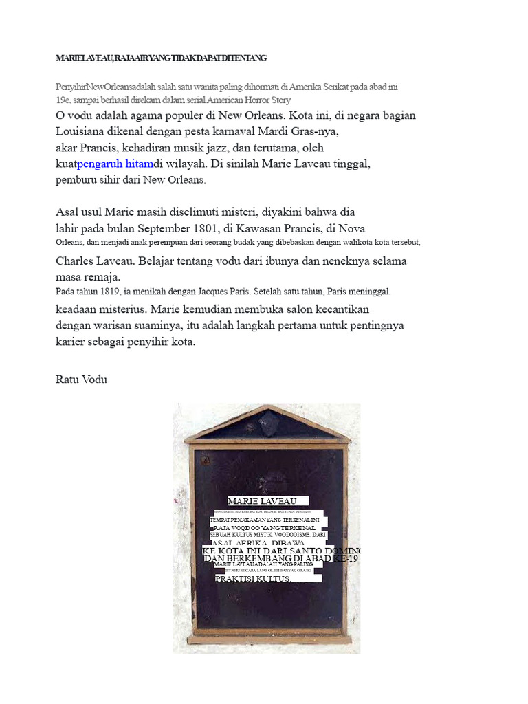 Marie Laveau Ratu Voodoo | PDF