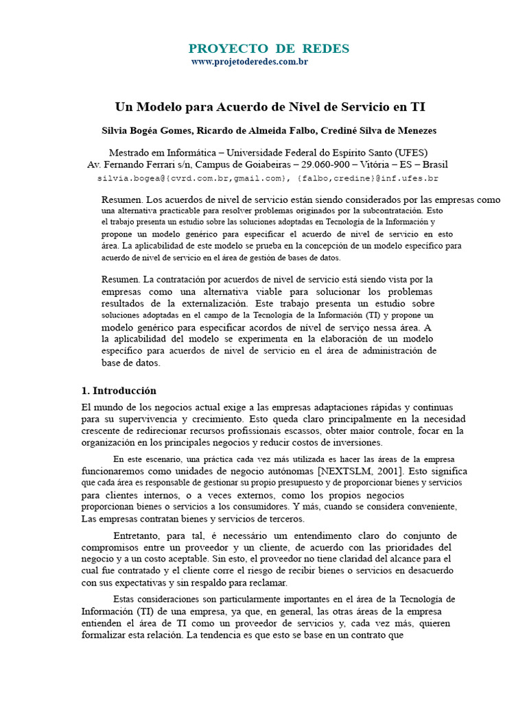 Modelo SLA | PDF | Acuerdo de nivel de servicio | Calidad (comercial)