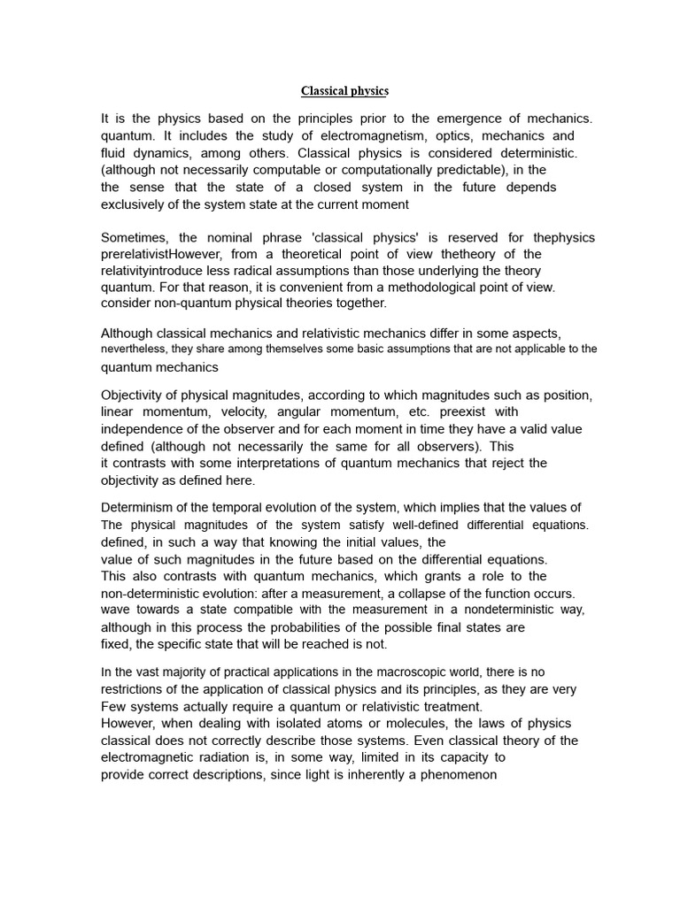 Overview of Classical Physics Principles | PDF | Physics | Quantum ...