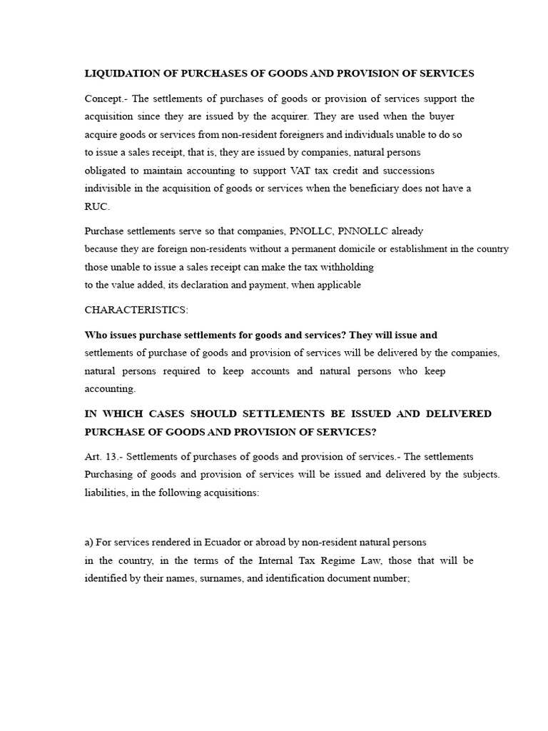Purchase Settlements for Goods & Services | PDF | Taxes | Receipt