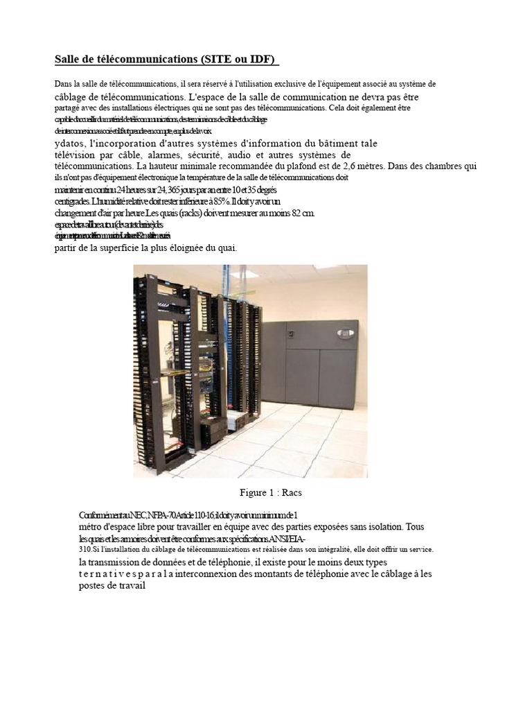 Salle de télécommunications : Normes et exigences | PDF ...