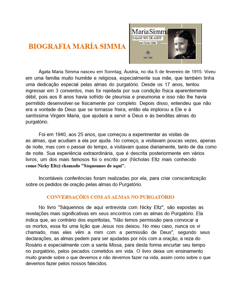 Biografia María Simma | PDF