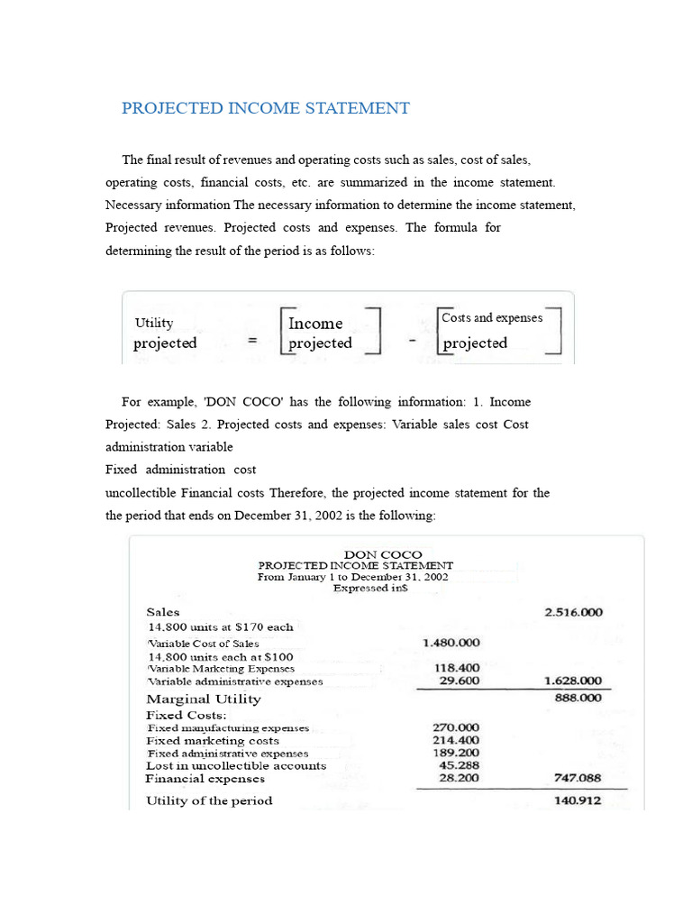 Projected Income Statement - Practical Cases | PDF | Expense | Budget