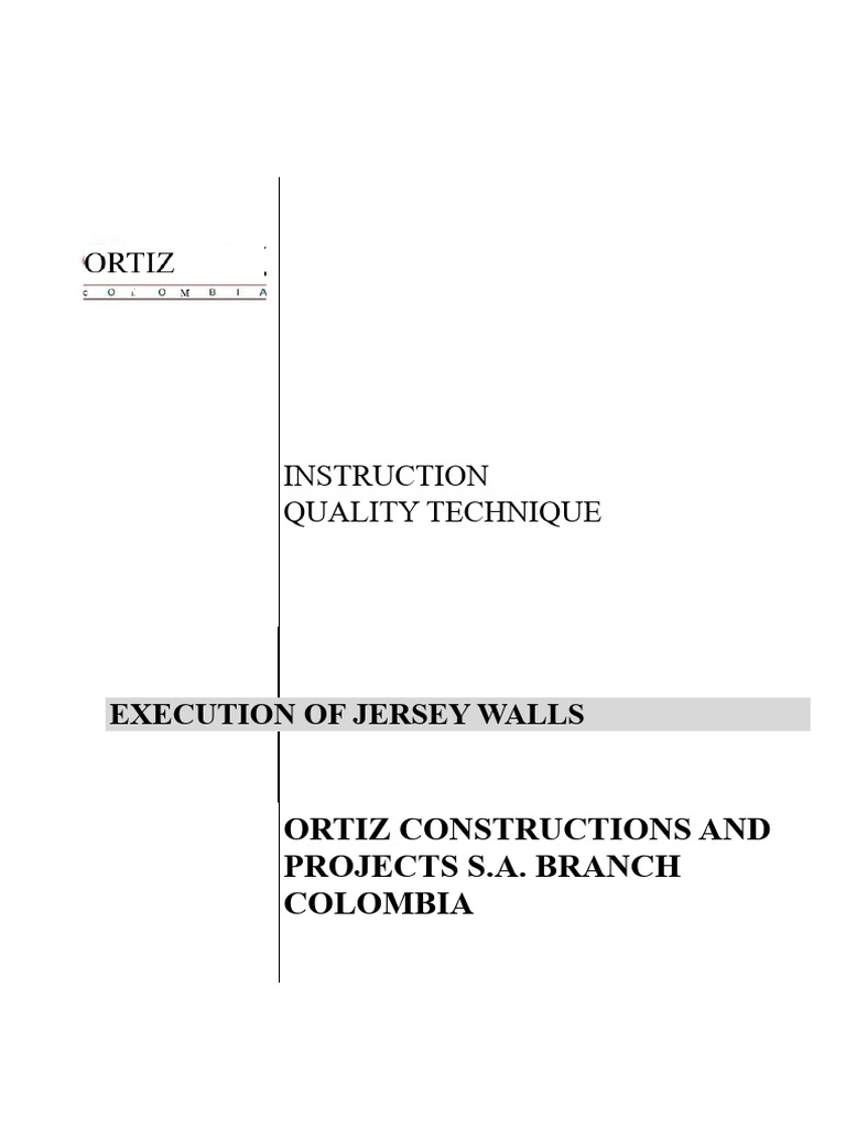 Jersey Walls Execution Procedure Guide | PDF | Concrete | Road