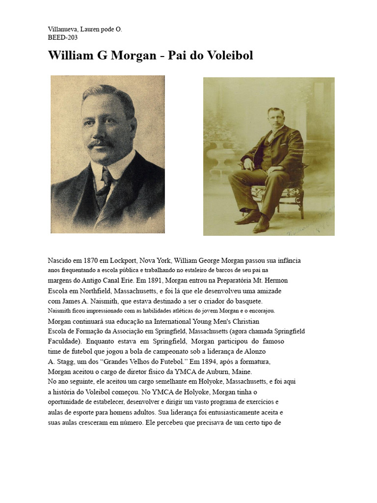 William G. Morgan: Criador do Voleibol | PDF | Esportes