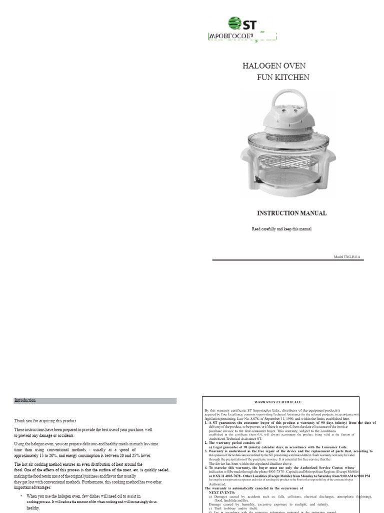 Halogen Oven Manual Fun Kitchen | PDF | Grilling | Baking