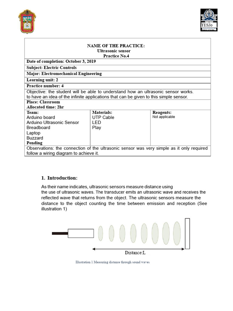 Practice 4 Ultrasonic Sensor | PDF | Ultrasound | Sensor