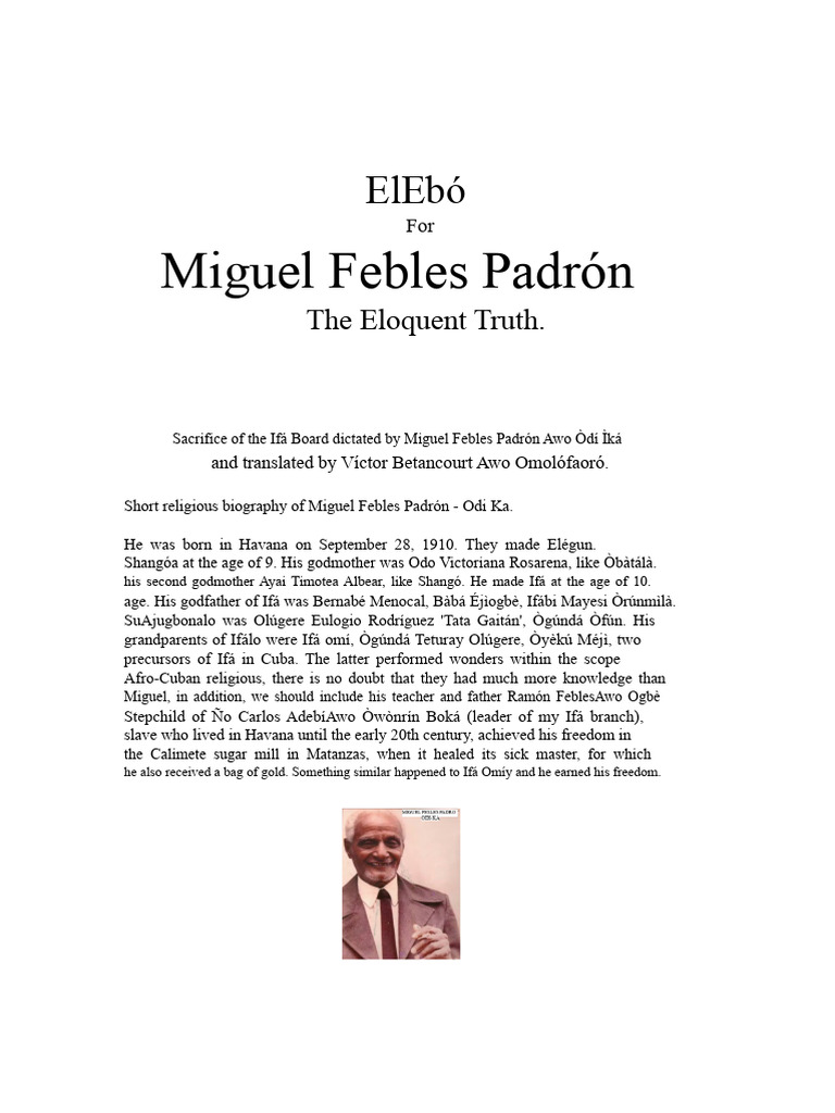 ElEbó: Rituals of Ifá Sacrifice | PDF | Prophecy | Prophet