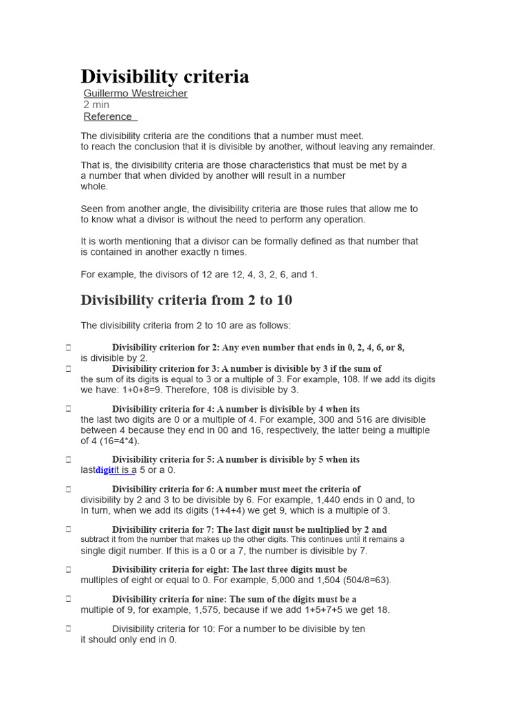 Divisibility Criteria, Prime Numbers, Composite and Integer Numbers ...