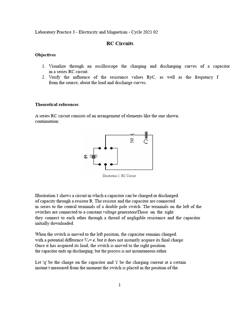 Laboratory Practice 3 RC Circuit 2021 02 | PDF | Capacitor | Electrical ...