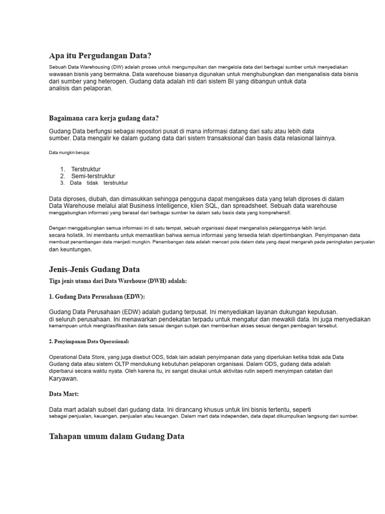 Catatan Data Warehousing | PDF