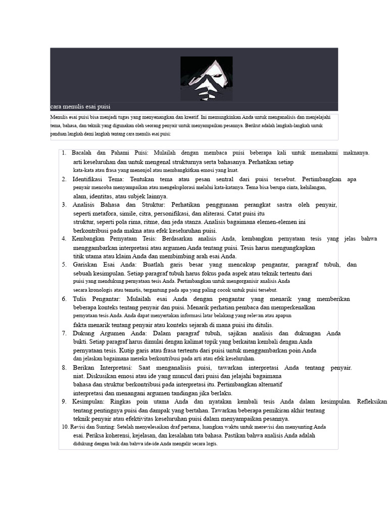 Cara Menulis Esai Puisi | PDF