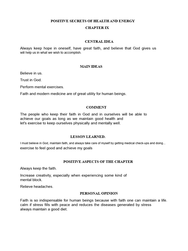 Positive Secrets of Health and Energy | PDF | Faith | Psychology